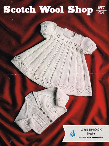 Greenock 157 baby dress set vintage knitting pattern PDF Download | website