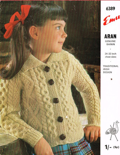 Emu 6389 childrens aran cardigan vintage knitting pattern PDF | website
