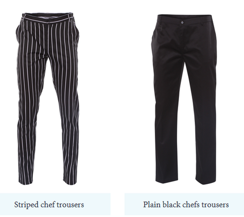 pack 2 chef trouser ,plain black & stripe including 2 aprons ...