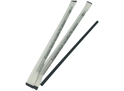 Black Frappe Plastic Straws in Individual Packaging 1000pcs | Geopack