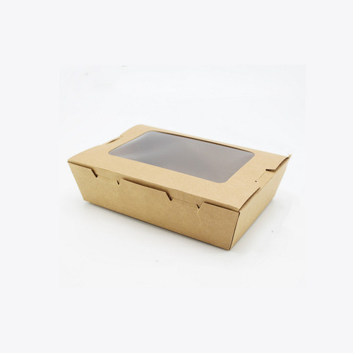 Kraft Paper Grease Proof Food Box w/ Window | emconnion UK