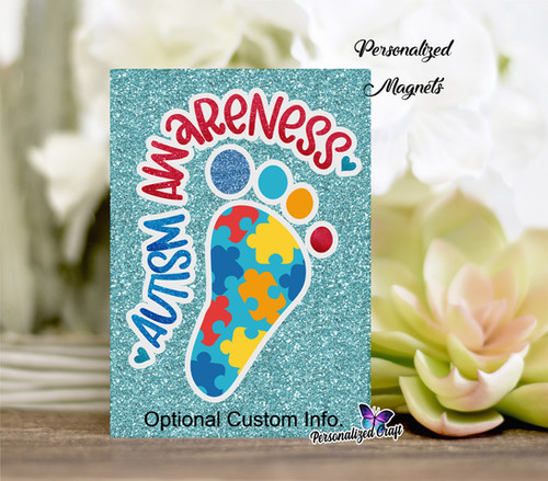 Autism Awareness Foot Print Puzzle Piece Magnet | Personalized Craft