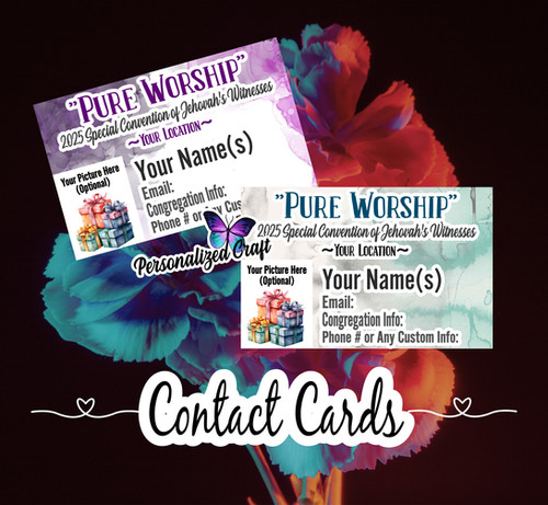 JW Contact Cards, 2025 Pure Worship Special Convention Info Tag, Purple ...