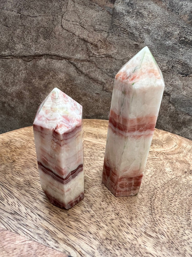 Banded Pink Calcite Towers | Dark Side Moon