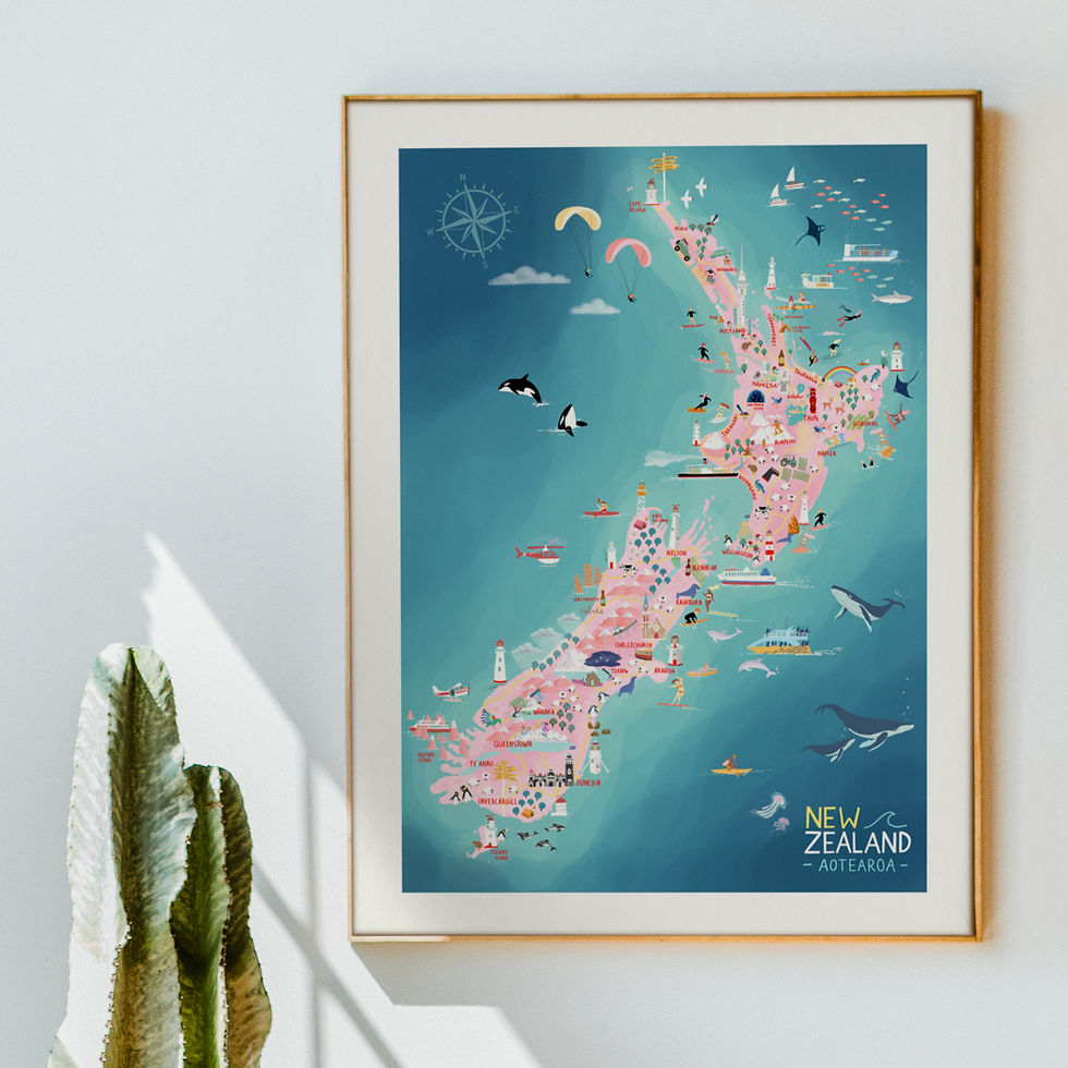 New Zealand Maps Art Prints | Drawing The Way