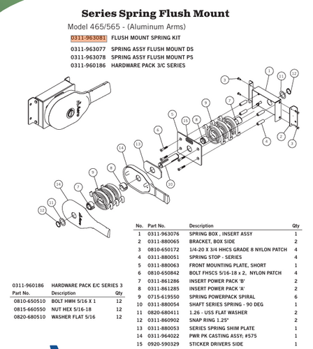 #0311-863081 Aero Easy Cover Flush Mount Spring Kit | T&T Body King