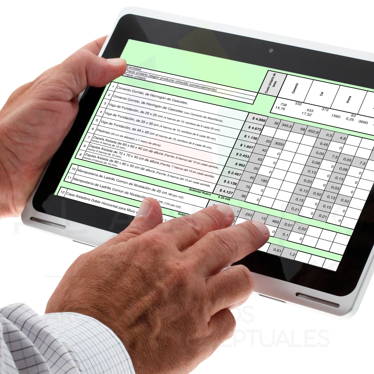 Planillas de Cálculos, Insumos, Cómputo y Presupuesto.