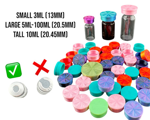 Vial Caps, 3ml, 5ml, 10ml, 20ml, 30ml, 50ml | 10 Pack for Snap Off ...