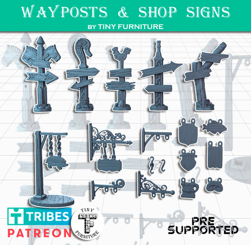 Wayposts & Shop Signs - STL FILES | Tiny Furniture