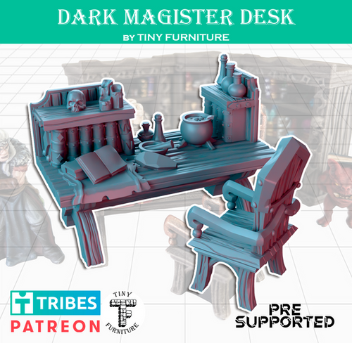 Dark Magister Desk STL - Tabletop Roleplaying Miniatures Scenery Props