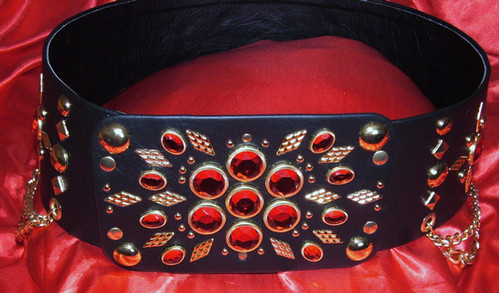 Black and Ruby Flower Belt | elvisbelts