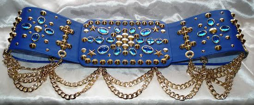 The Royal Blue & Gold Studded Belt | elvisbelts