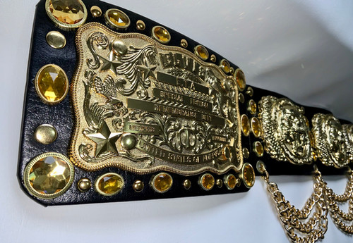 Vegas Gold Buckle & Tiger Belt with Triple Chain | elvisbelts