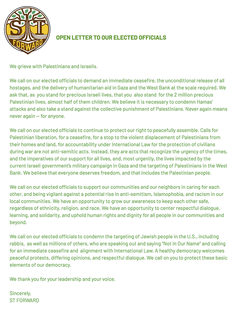 Open letter to our elected officials