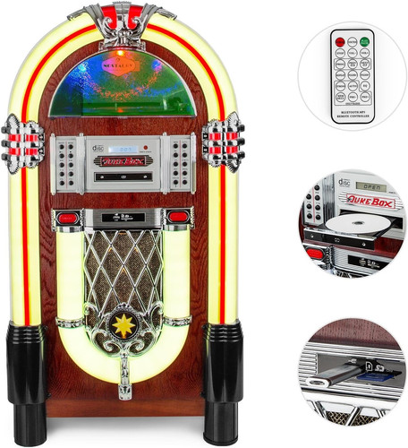Jukebox Platine Vinyle Lecteur CD Tuner Usb Eclairage Led | electro-usine