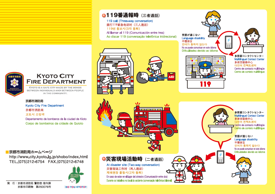 Kyoto City Fire Department Emergency Number 119