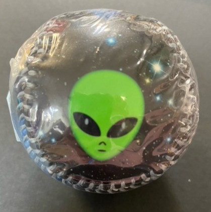 Alien W/Spaceship Baseball | roswellufomuseum