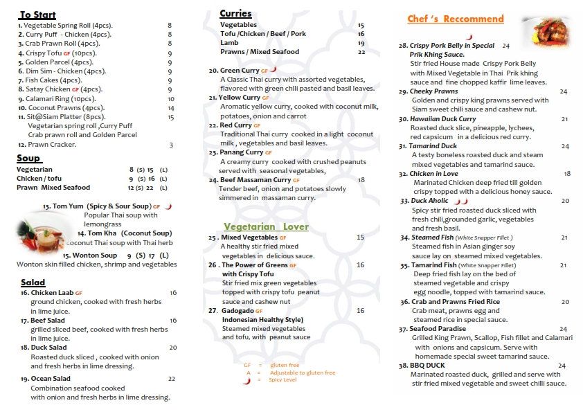 Take Away Menu | Sit at Siam Capalaba