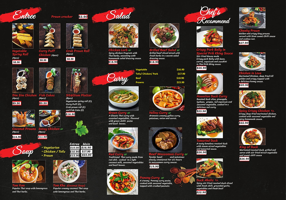 Take Away Menu | Sit at Siam Capalaba