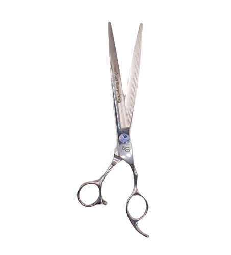 8" Chrome and Blue Straight Shears | American Sharpening
