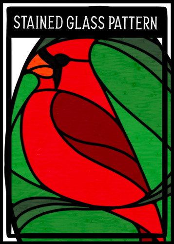 Stained Glass Pattern - Cardinal - Digital Download - | GildedMothStudio