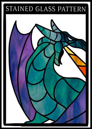 Wyvern & Warrior Bookends Pattern - Digital Download - Stained Glass Pattern | GildedMothStudio