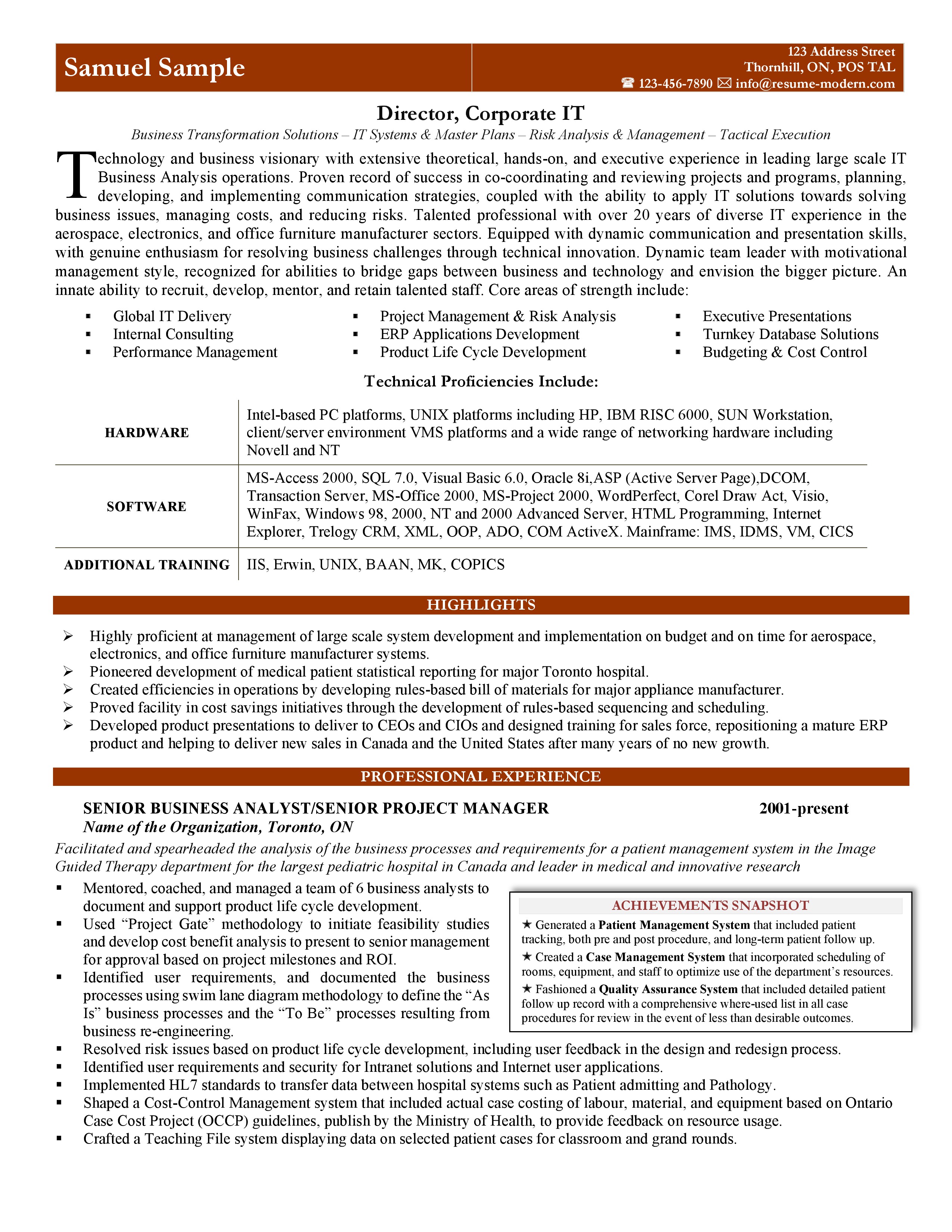 Samples | ExecutiveResume.ca