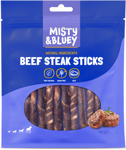 Beef Steak Sticks 180g | Misty & Bluey