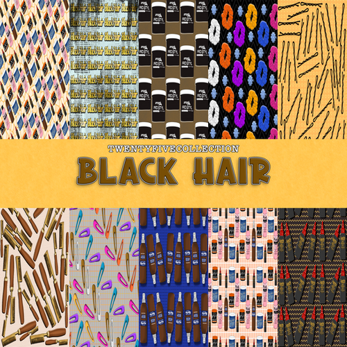 BLACK HAIR PATTERN PAPERS | TwentyFiveCollection