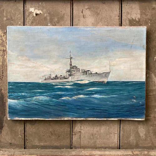 SOLD - Royal Navy warship oil painting | Marc Kitchen-Smith