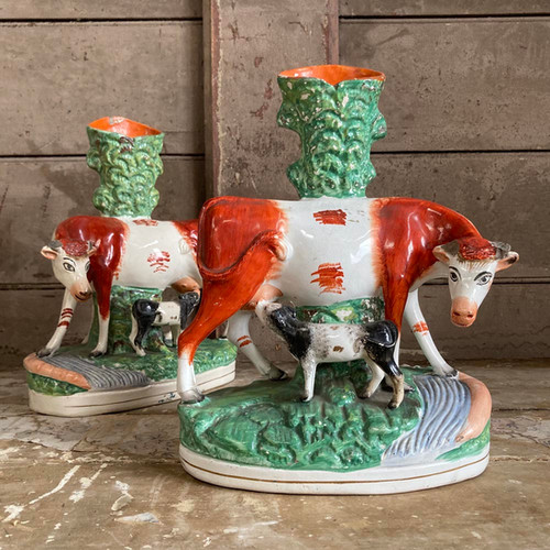 SOLD - Pair of Staffordshire pottery cows | Marc Kitchen-Smith