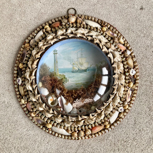 SOLD - Antique sailor's shellwork valentine - 'Lighthouse No.2' | Marc ...