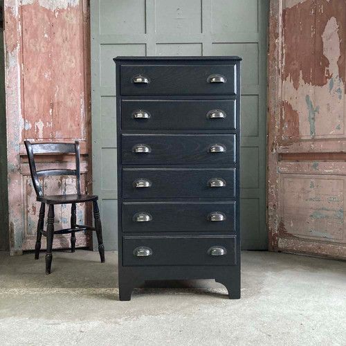 SOLD - Vintage ebonised oak tallboy drawers | Marc Kitchen-Smith