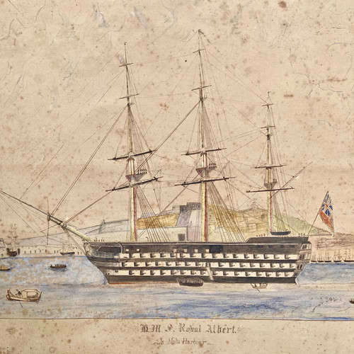 SOLD - Antique naive painting -'HMS Royal Albert' | Marc Kitchen-Smith