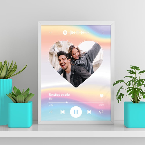 Quadro Digital - Base Spotify Holográfico - Foto coração | Imprinté