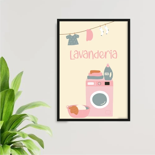 Quadro Digital - Lavanderia Rosa e Cinza | Imprinté