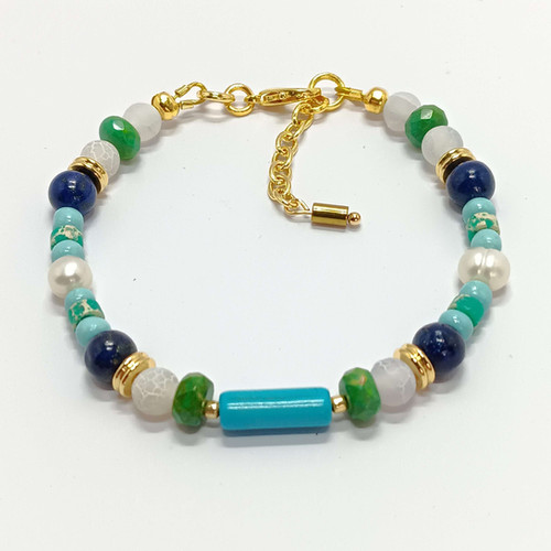 JOY - Ocean Waves Gemstone Bracelet / Gold or Silver | Guardian Jewellery D