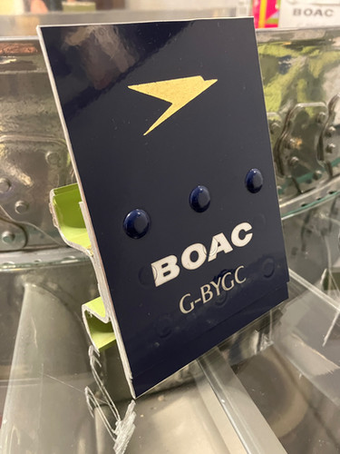 BOAC Boeing 747 fuselage skin blue desk stand - 24 carat gold leaf ...