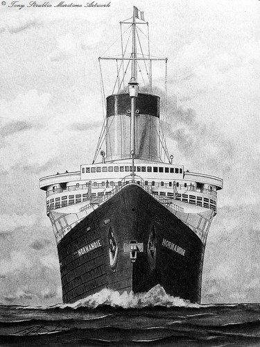 SS Normandie (Bow On) | Tony Strublic Art