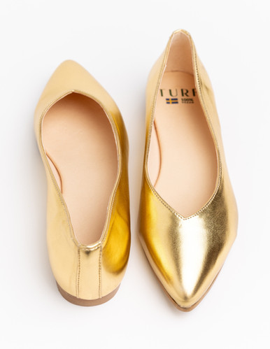 The Pointed | Gold Ballet Flats by Turf