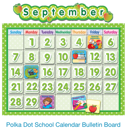 Polka Dot School Calendar Bulletin Board | Create It Supply St