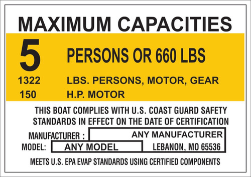 Capacity Plate Replacement For Watercraft | Bear-Graphic