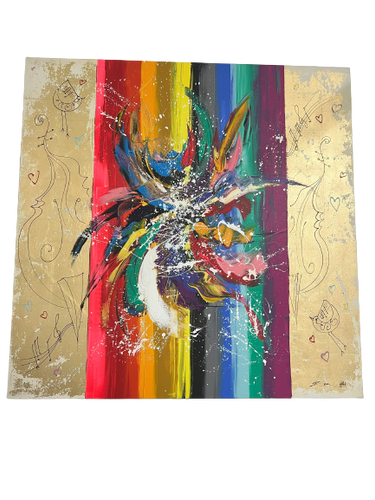 Rainbow Abstract Paint Splatter by Oz El Hai | Belle Arte Galleria