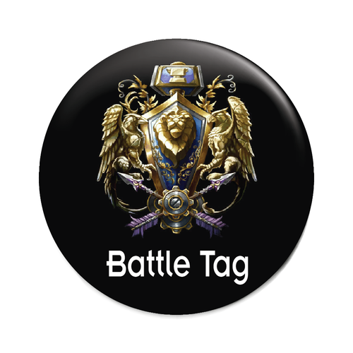 WoW Button Badge Crest of the Alliance 58mm Optional Battle Tag