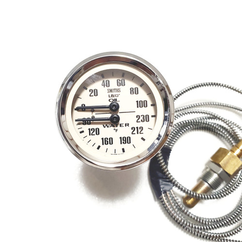 SMITHS Mechanical Water Temperature and Oil Pressure Gauge, Dual Gauge ...
