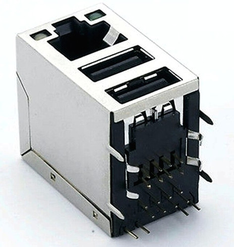 Connecteur RJ45 Double USB Femelle / Female RJ45 ethernet & dual USB ...