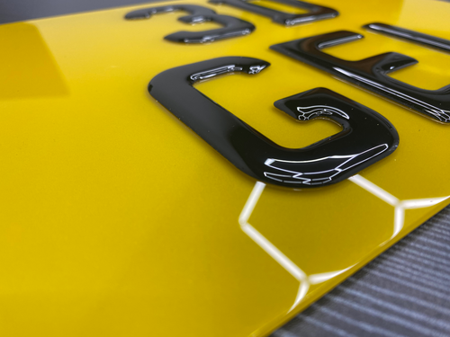 REAR YELLOW 3D GEL 4X4 Rectangle Number Plate | BostonPlates LTD