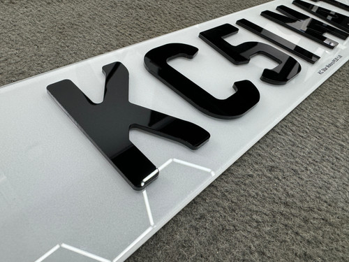 FRONT WHITE 4D ACRYLIC Standard Oblong Number Plate | BostonPlates ...