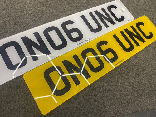 PAIR WHITE/YELLOW Printed Standard Oblong Number Plates | BostonPlates ...