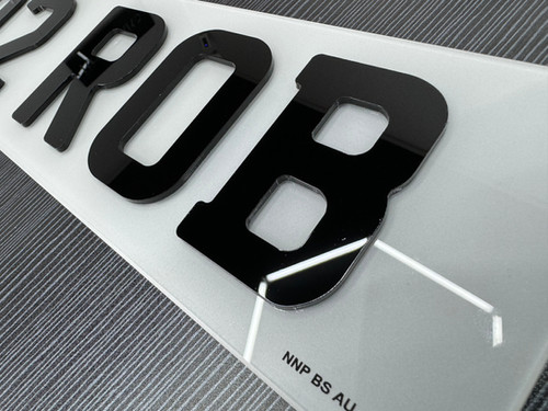 PAIR WHITE STANDARD OBLONG AND YELLOW 4X4 Rectangle 4D ACRYLIC Number ...